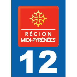 Autocollant plaque immatriculation Midi Pyrénées 12 Aveyron ...